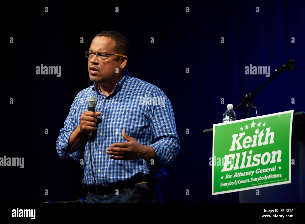 Minneapolis, USA, July 13 2018. Keith Ellison rally at First Avenue ...