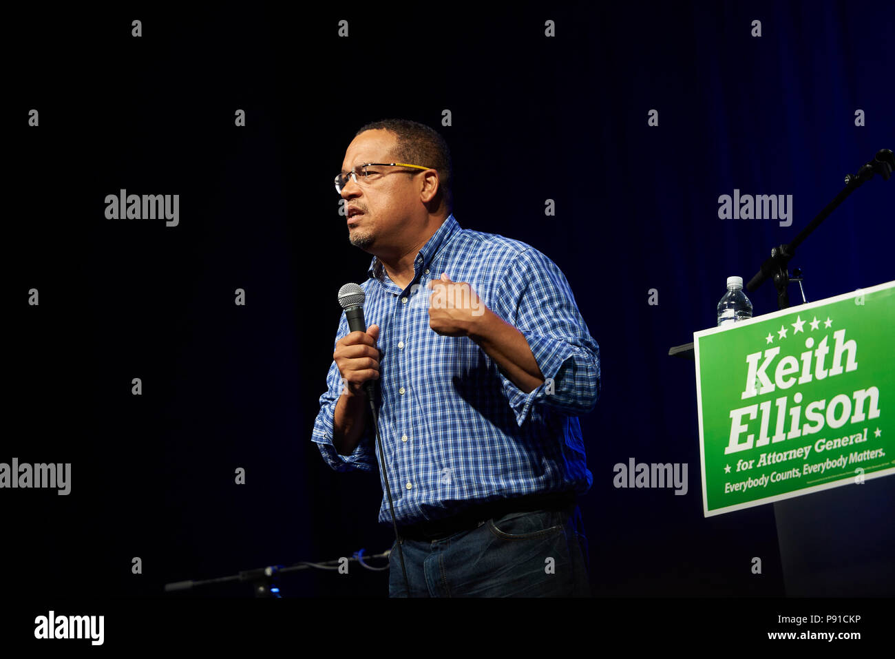 Minneapolis, USA, July 13 2018. Keith Ellison rally at First Avenue ...