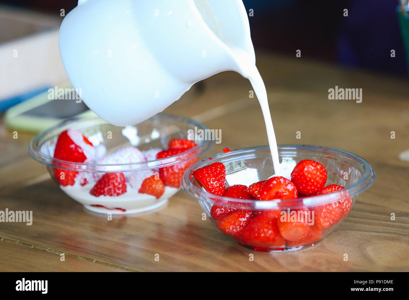 Strawberries and cream, JULY 6, 2018 - Tennis : A general view of ...
