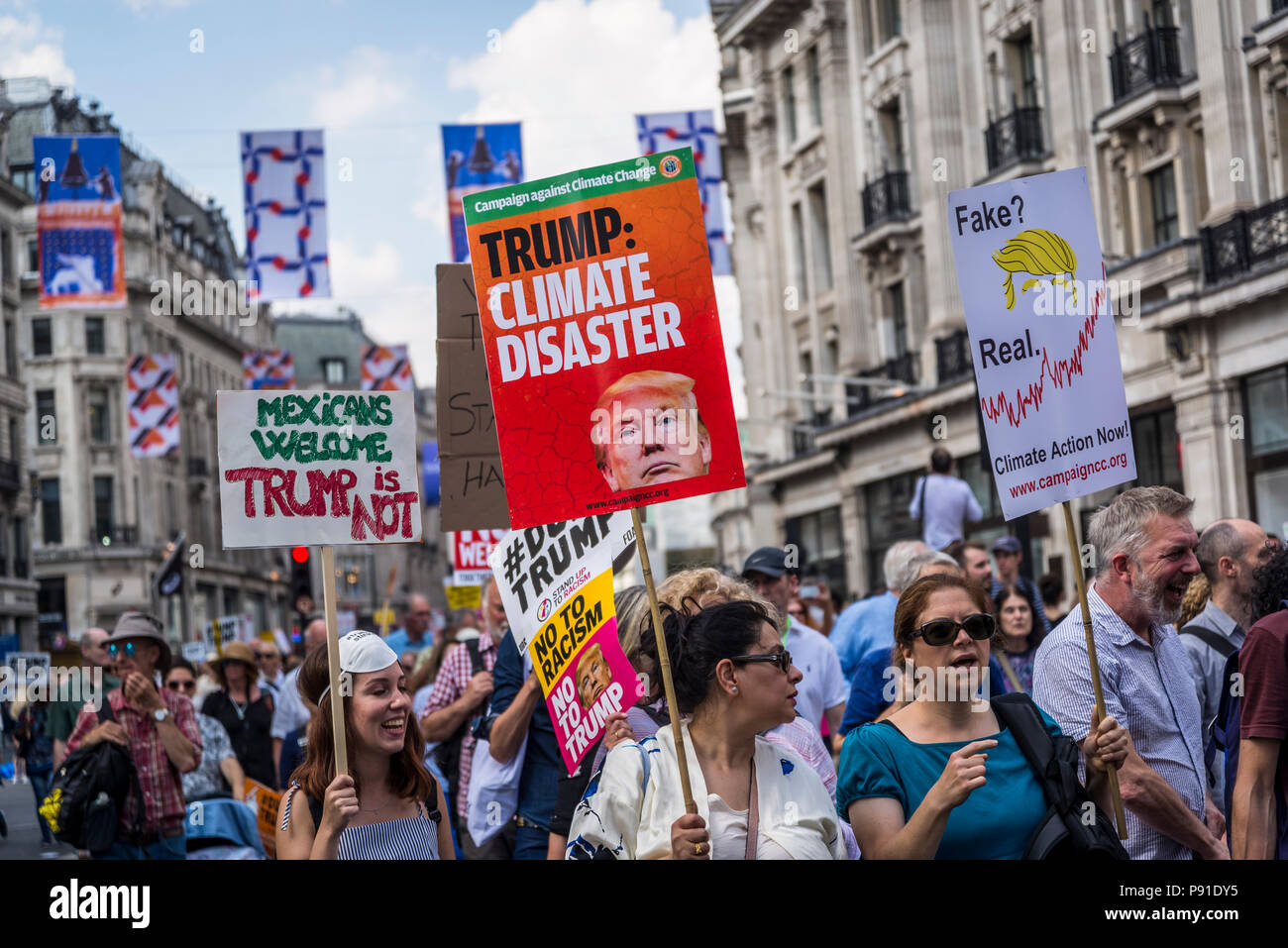 London, UK, 13 July 2018. Anti-Trump demonstration, Trump: Climate ...