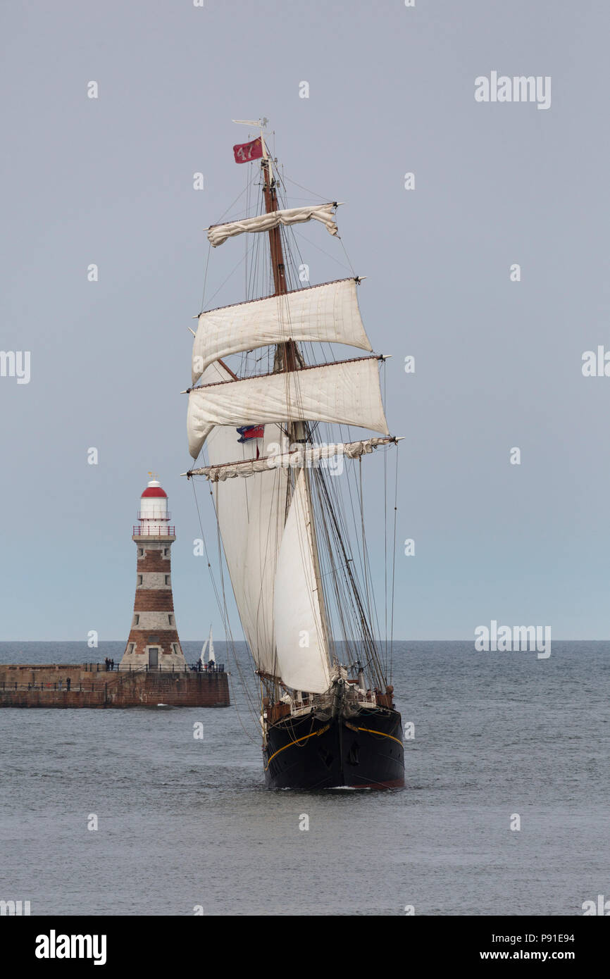 Sunderland, UK, 13 July 2018. The Gulden Leeuw, a Dutch tall ship ...