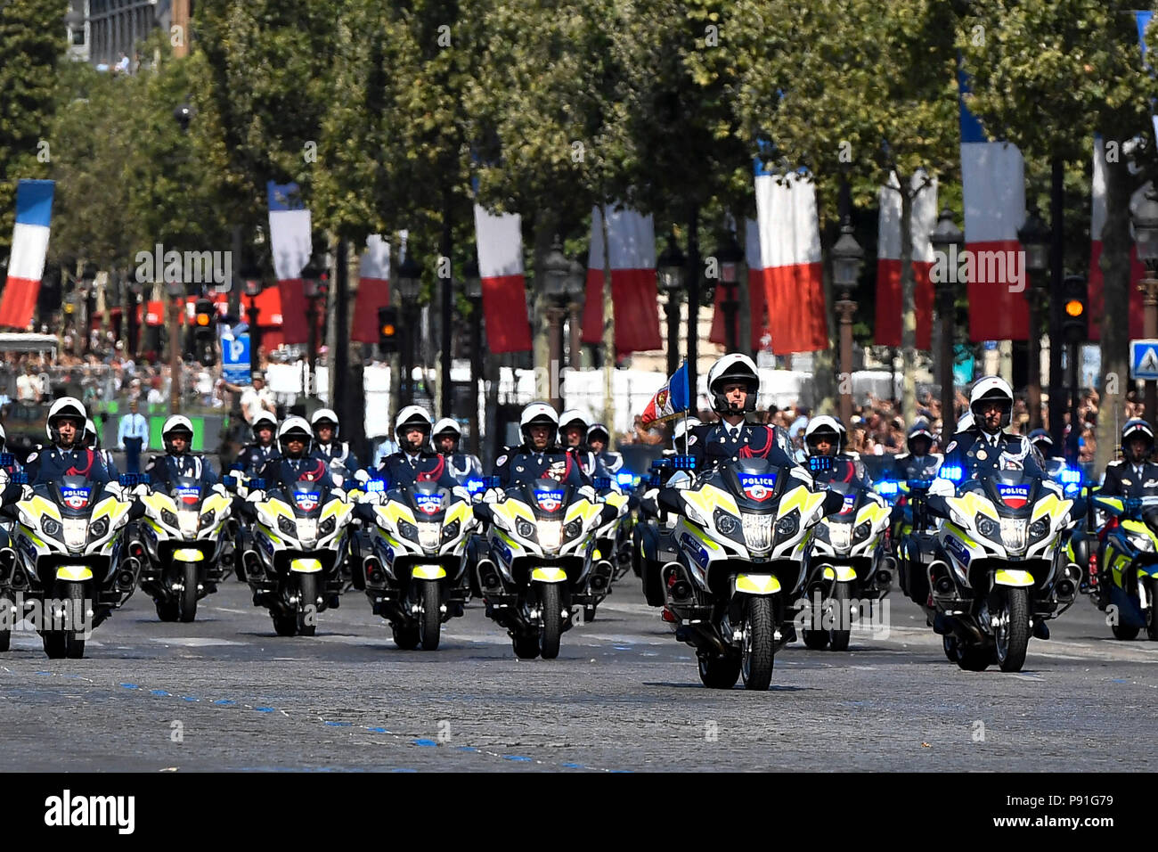 Paris, France. 14th July, 2018. Motorcycle squadron of the National ...