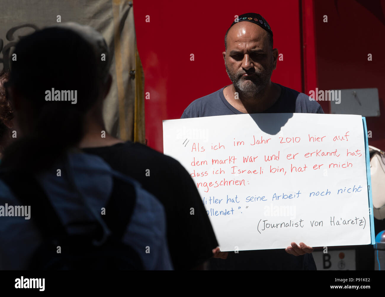 Berlin, Germany. 14th July, 2018. The Israeli Zeev Avrahami wearing a ...