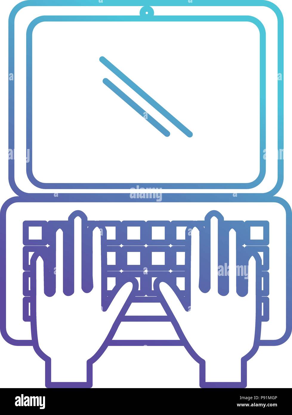 laptop and hands typing vector illustration design Stock Vector Image ...