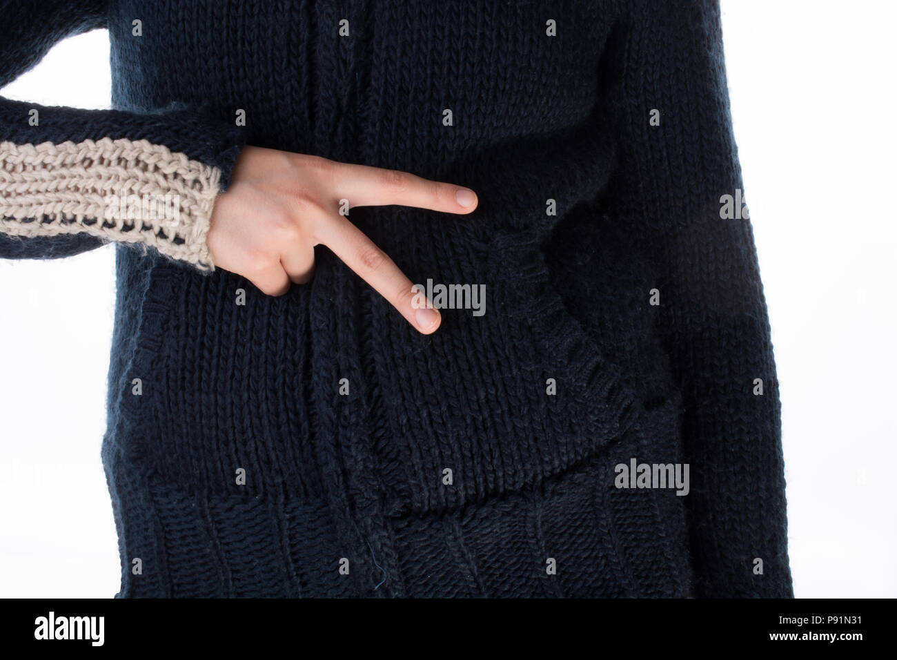 Hand making a gesture on a white background Stock Photo - Alamy