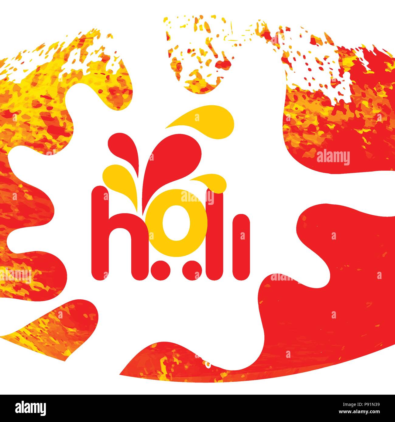 happy holi festival. holli orange and yellow colors on white background ...