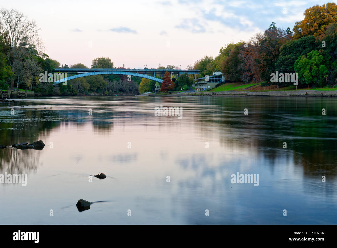 Anzac Parade Bridge at dusk, Hamilton, New Zealand Stock Photo - Alamy
