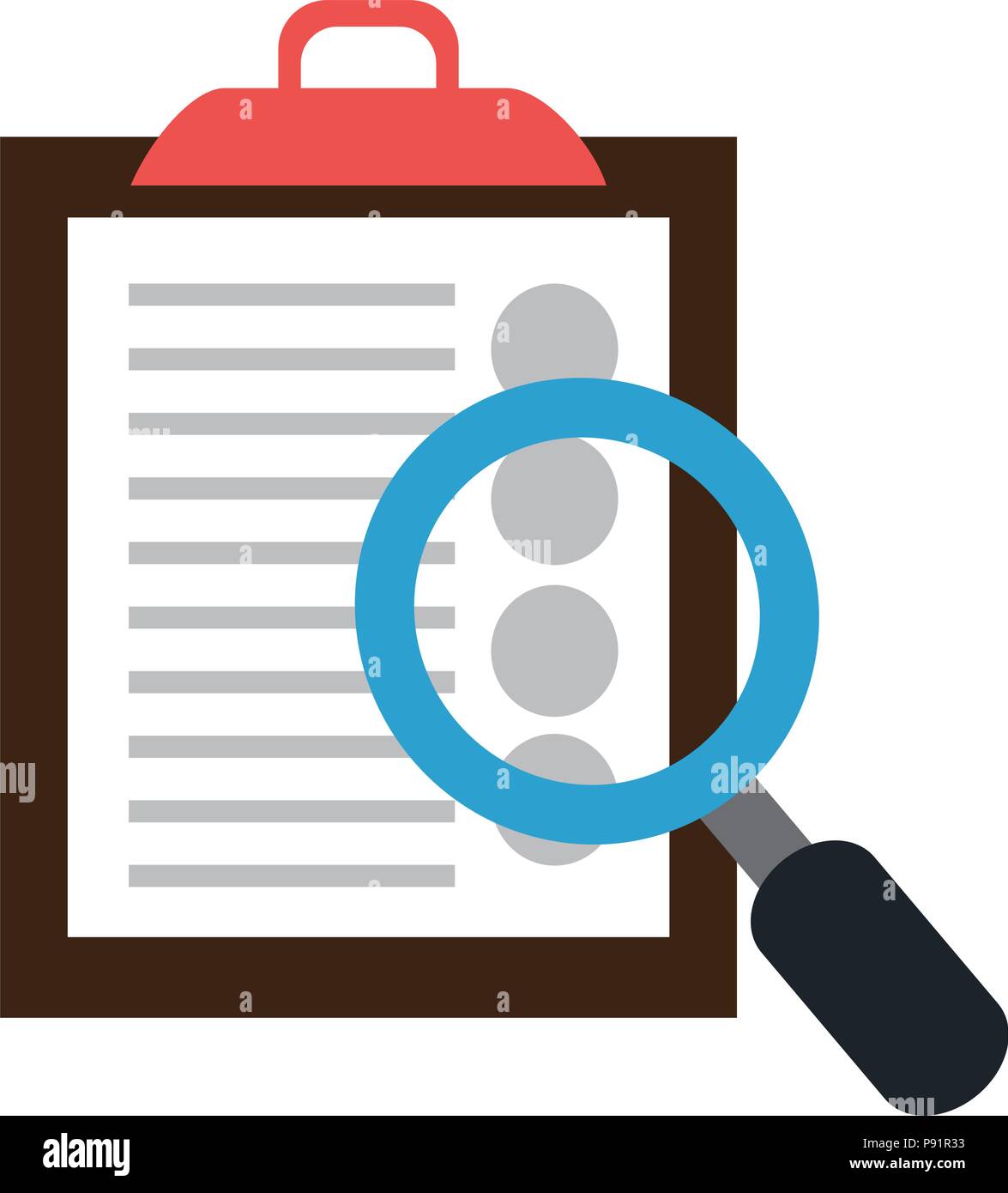 clipboard checklist with magnifying glass vector illustration design ...