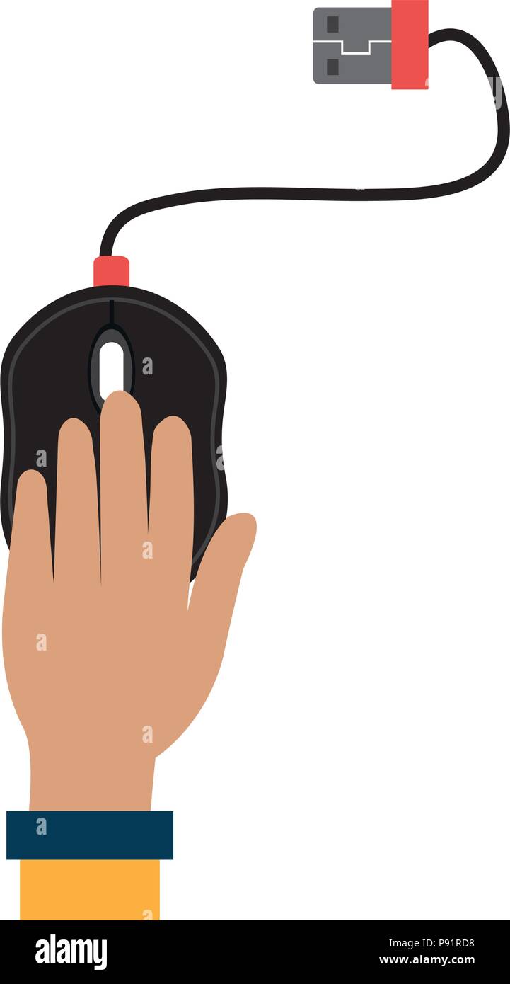 hand with computer mouse vector illustration design Stock Vector Image ...