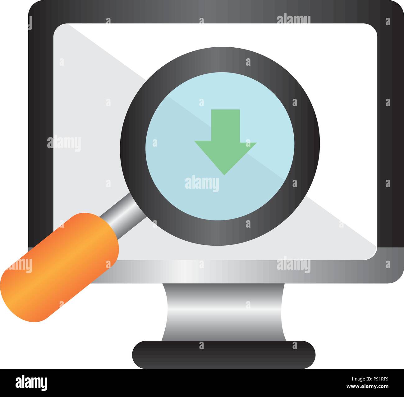 monitor computer with magnifying glass and arrow download vector Stock ...