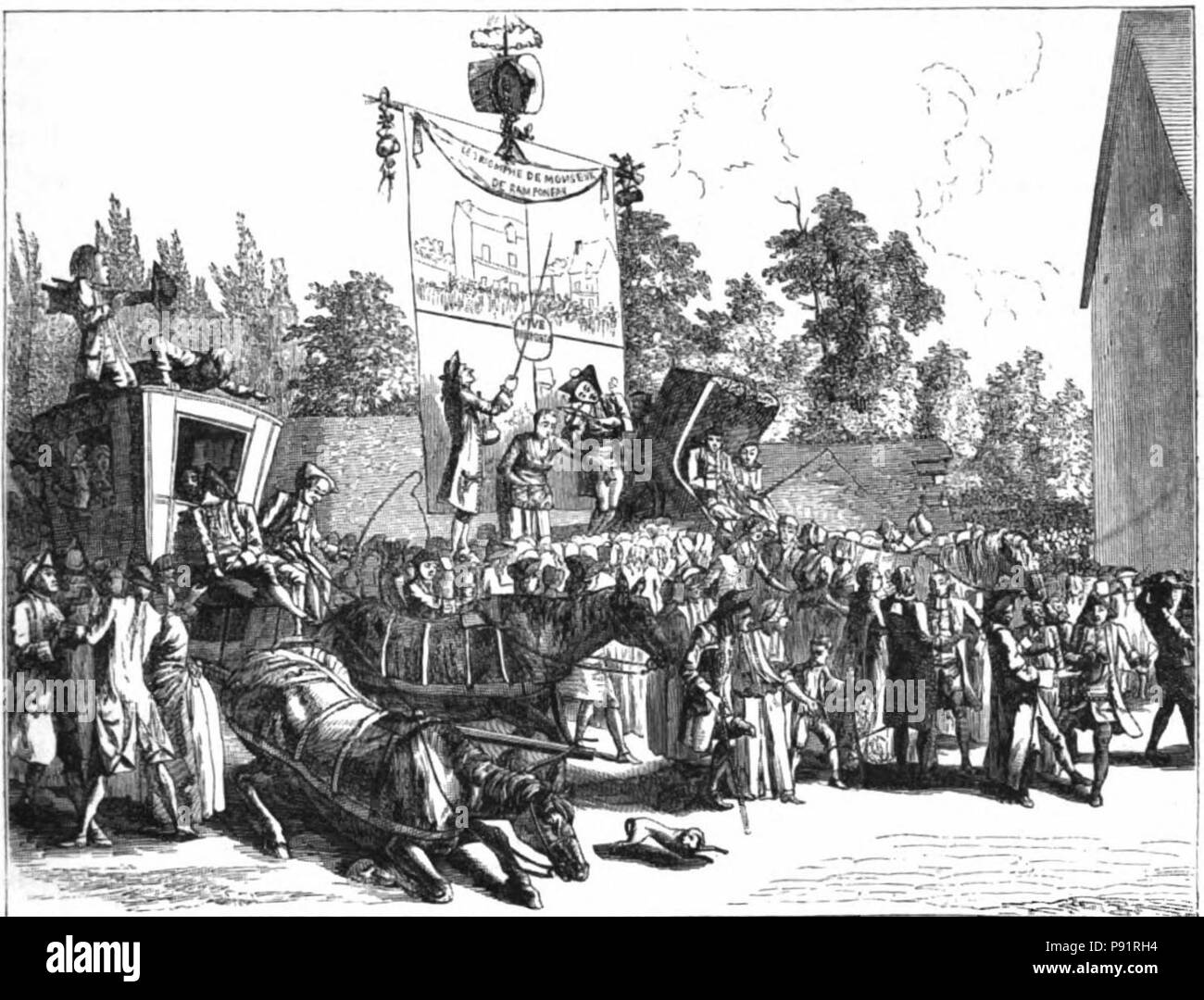 A French 'parade' in the 18th century - Pougin 1887 p581 Stock Photo ...