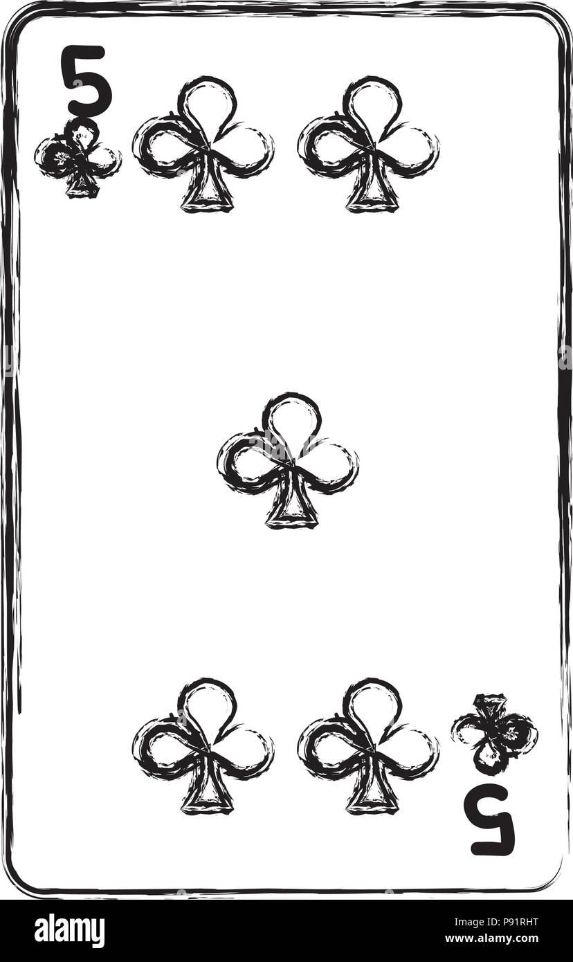 grunge five clovers casino card game vector illustration Stock Vector ...