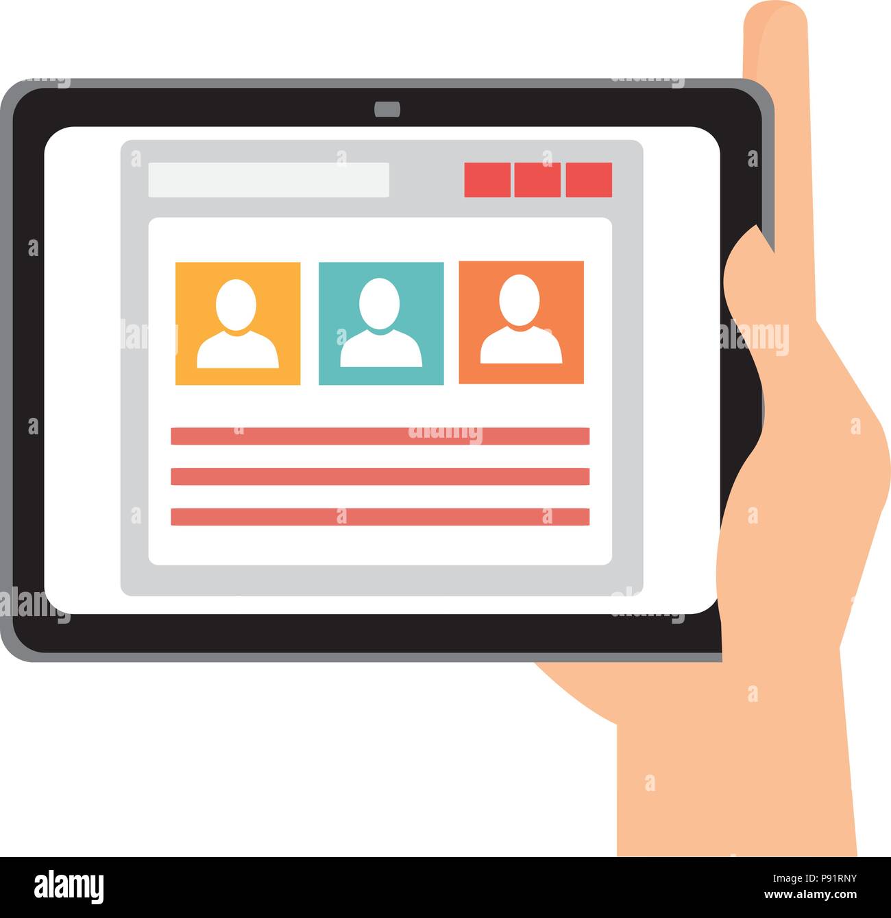 hand with tablet device vector illustration design Stock Vector Image ...