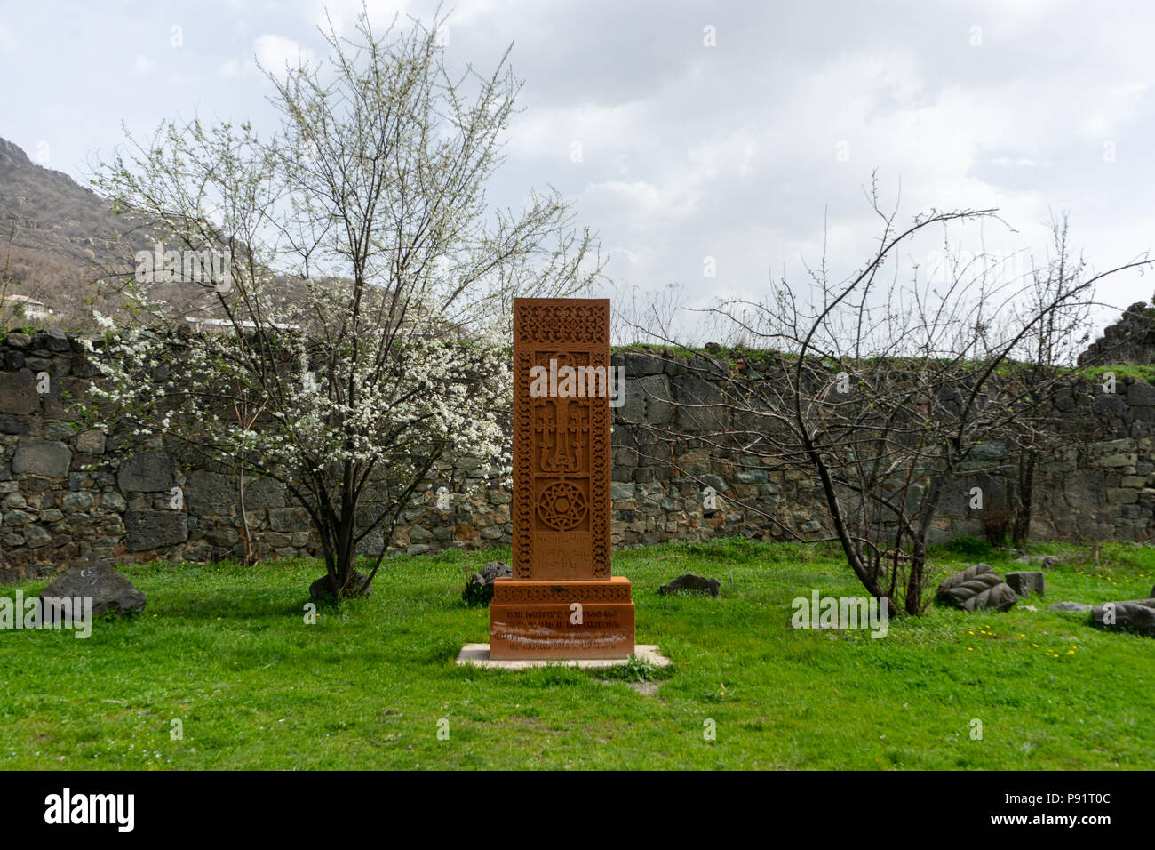 View of the beautiful cathedral of ancient armenian monastery Akhtala ...