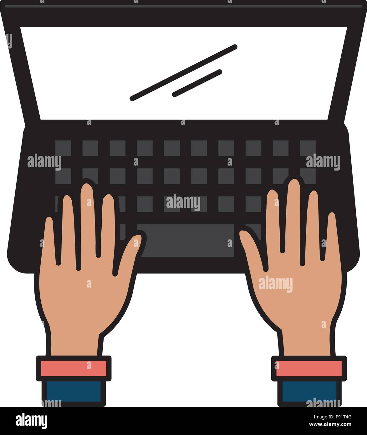 laptop and hands typing vector illustration design Stock Vector Image ...