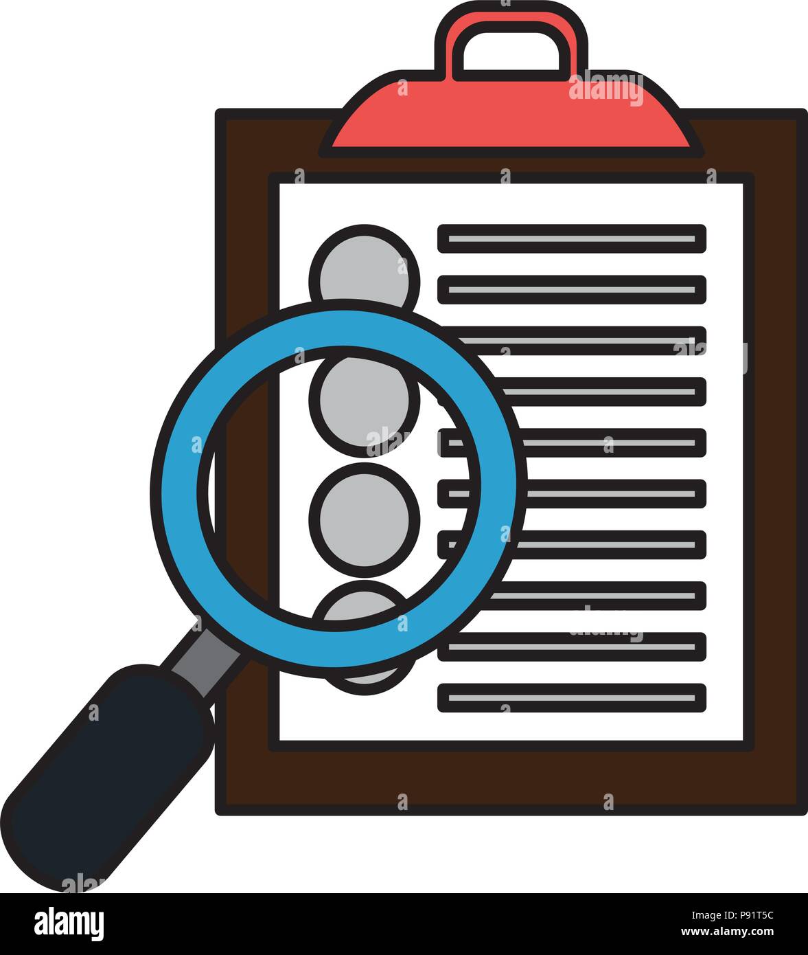 clipboard checklist with magnifying glass vector illustration design ...