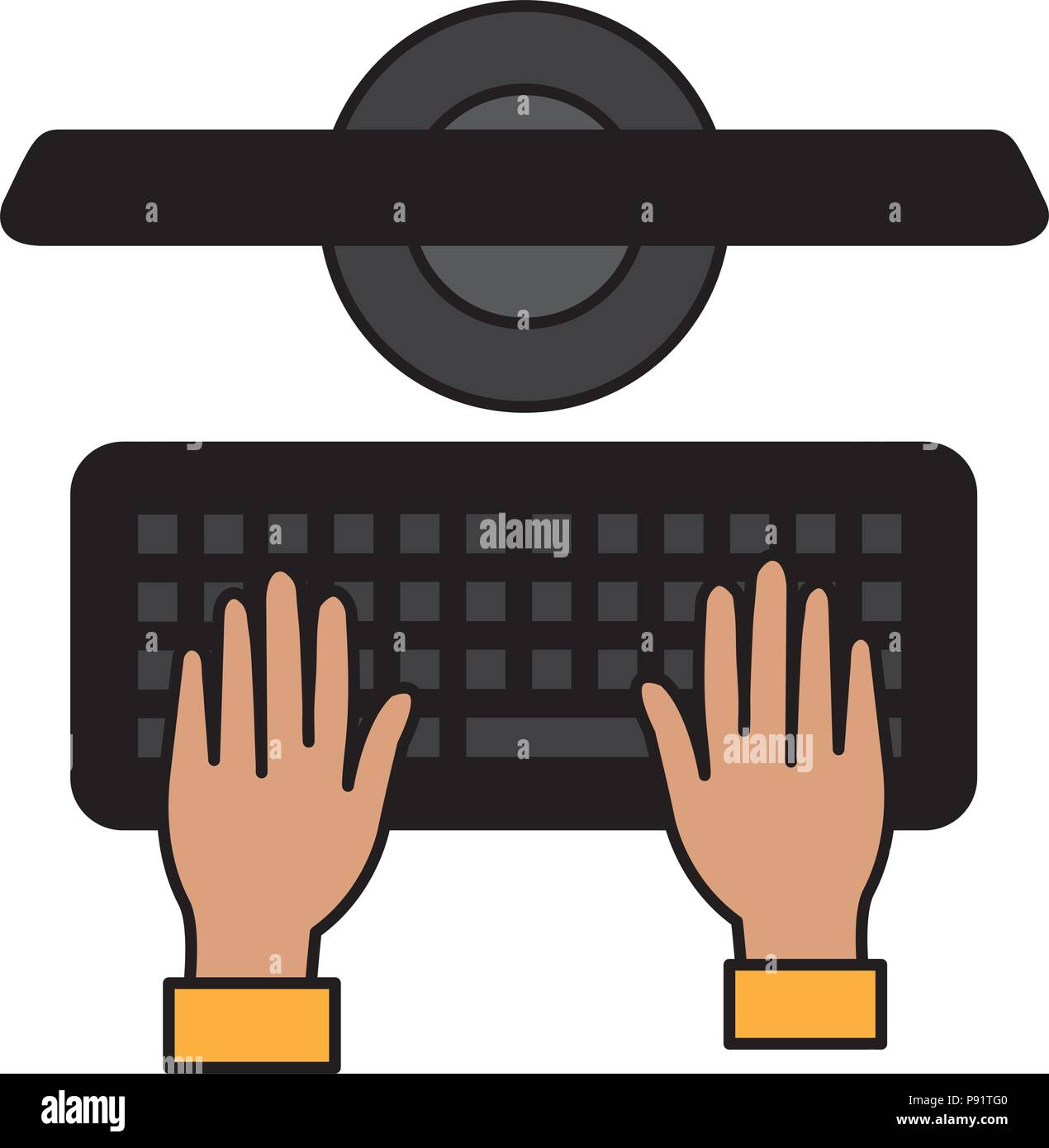 Hand typing in keyboard with monitor Stock Vector Images - Alamy