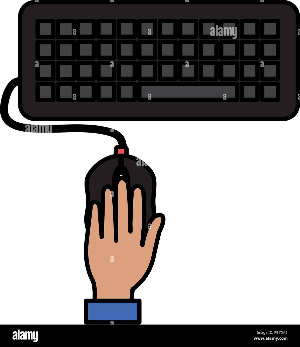 hand with computer mouse and keyboard vector illustration design Stock ...