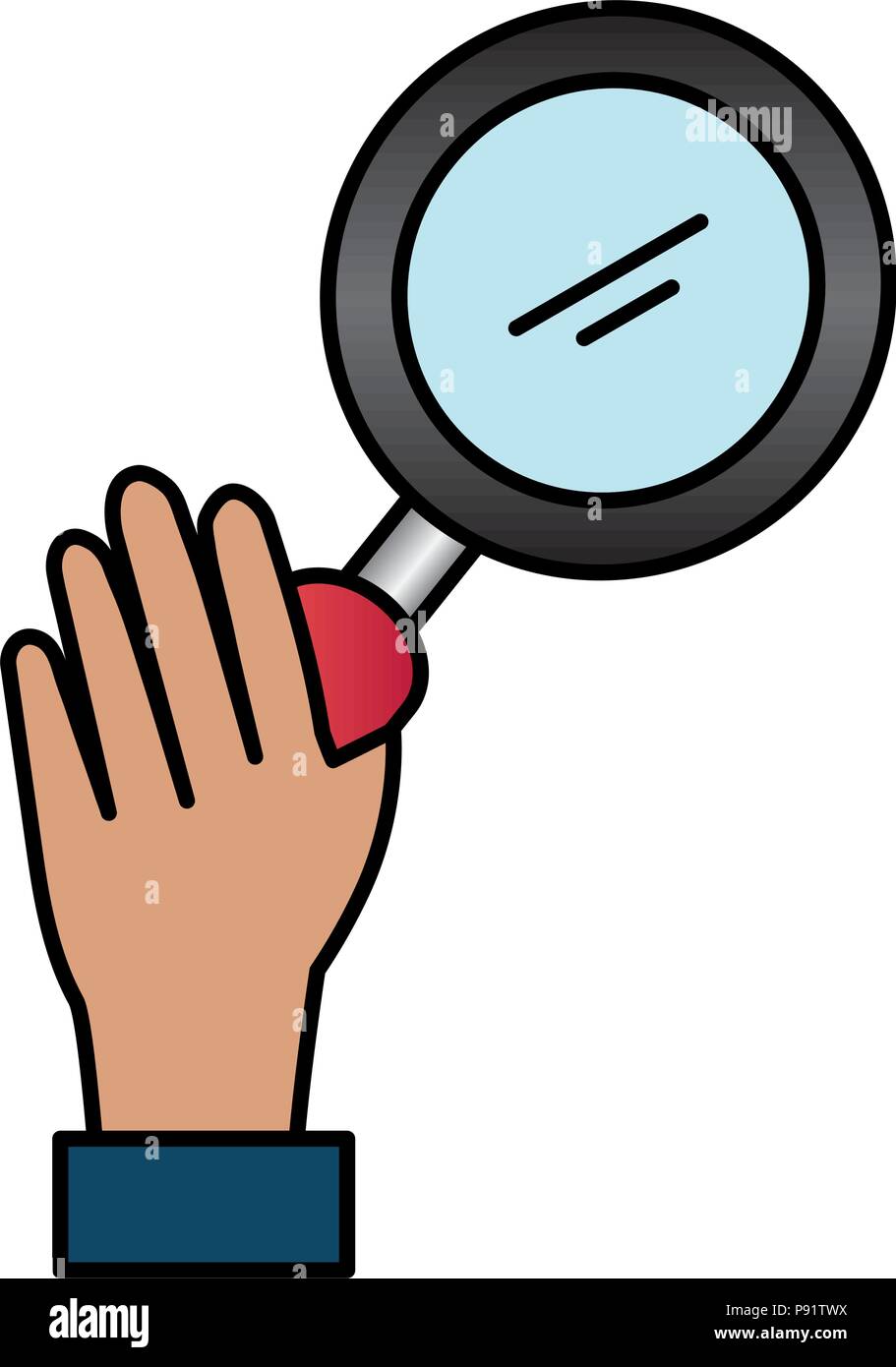 hand human with magnifying glass isolated icon vector illustration ...