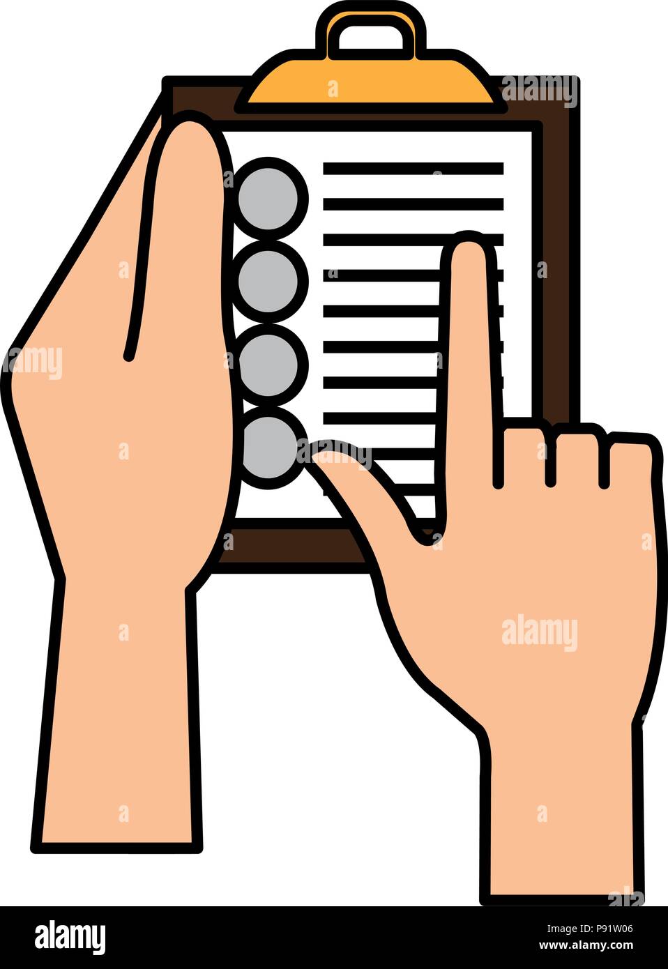 Hands clipboard pencil checklist Stock Vector Images - Alamy