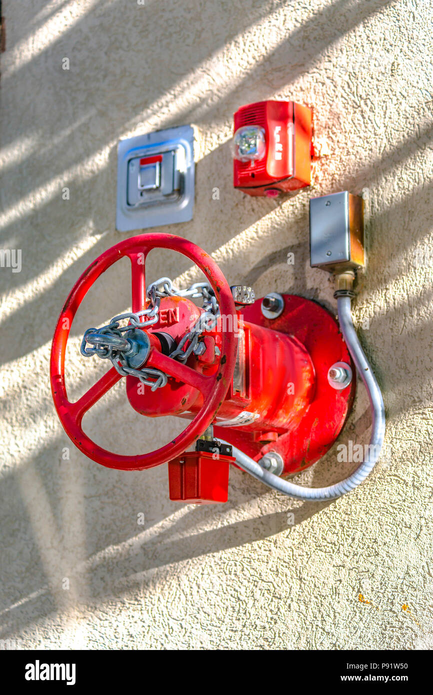 Fire alarm and other equipment outside Stock Photo - Alamy