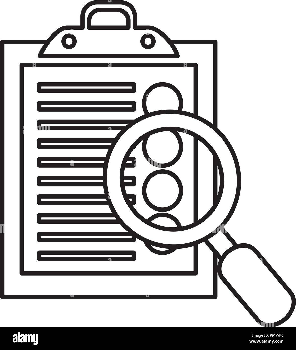 clipboard checklist with magnifying glass vector illustration design ...