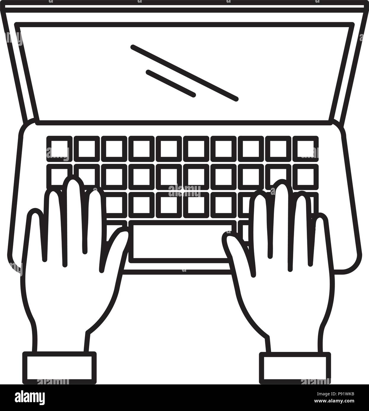 laptop and hands typing vector illustration design Stock Vector Image ...