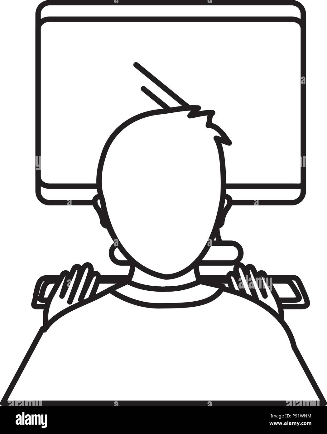 user with computer desktop vector illustration design Stock Vector ...