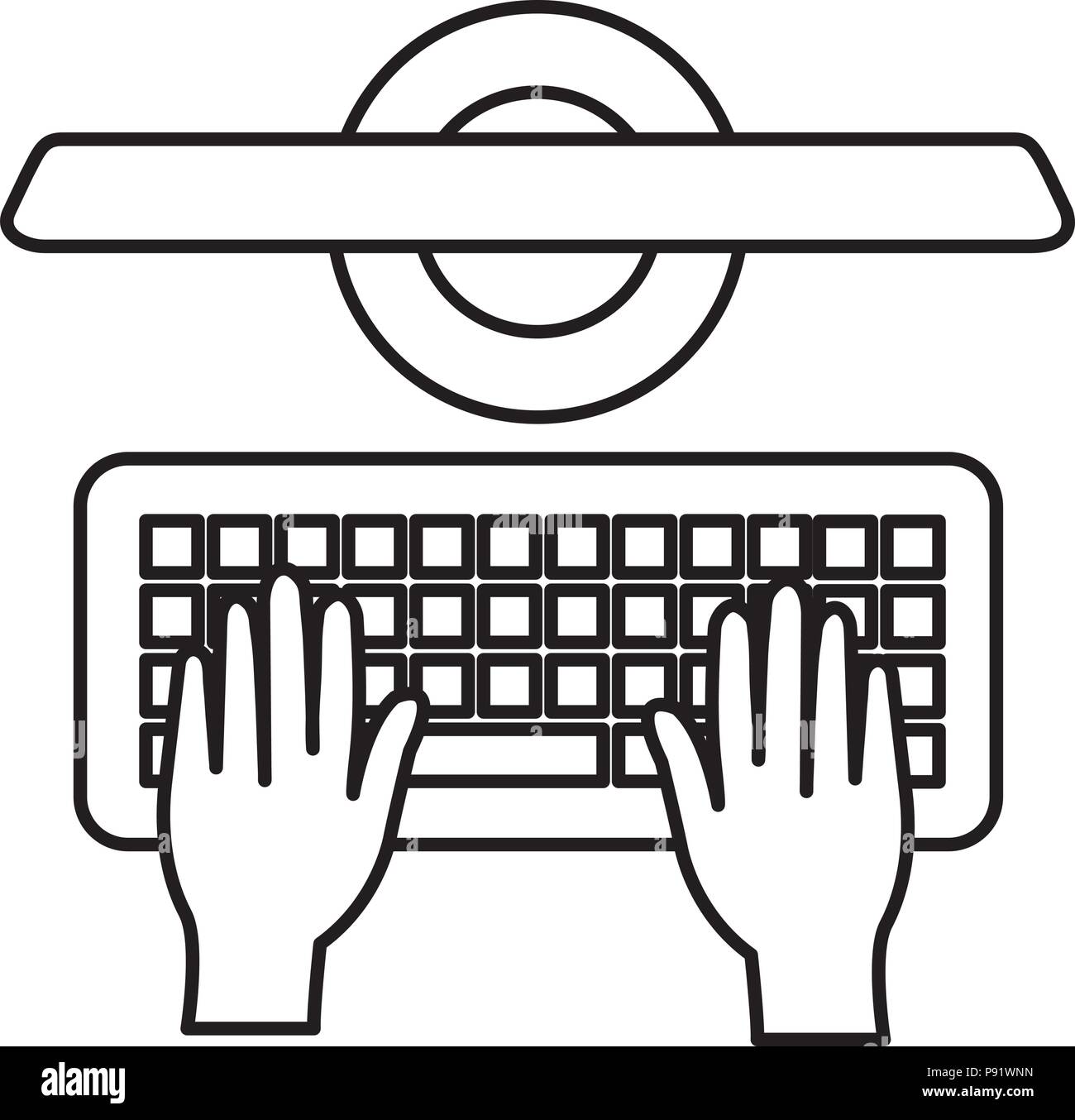 hands typing in keyboard desktop vector illustration design Stock ...
