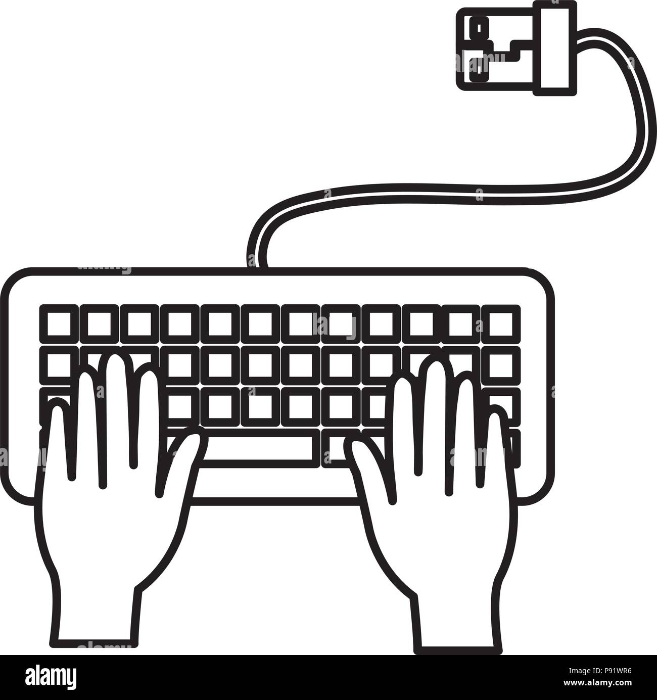 hands typing in keyboard vector illustration design Stock Vector Image ...