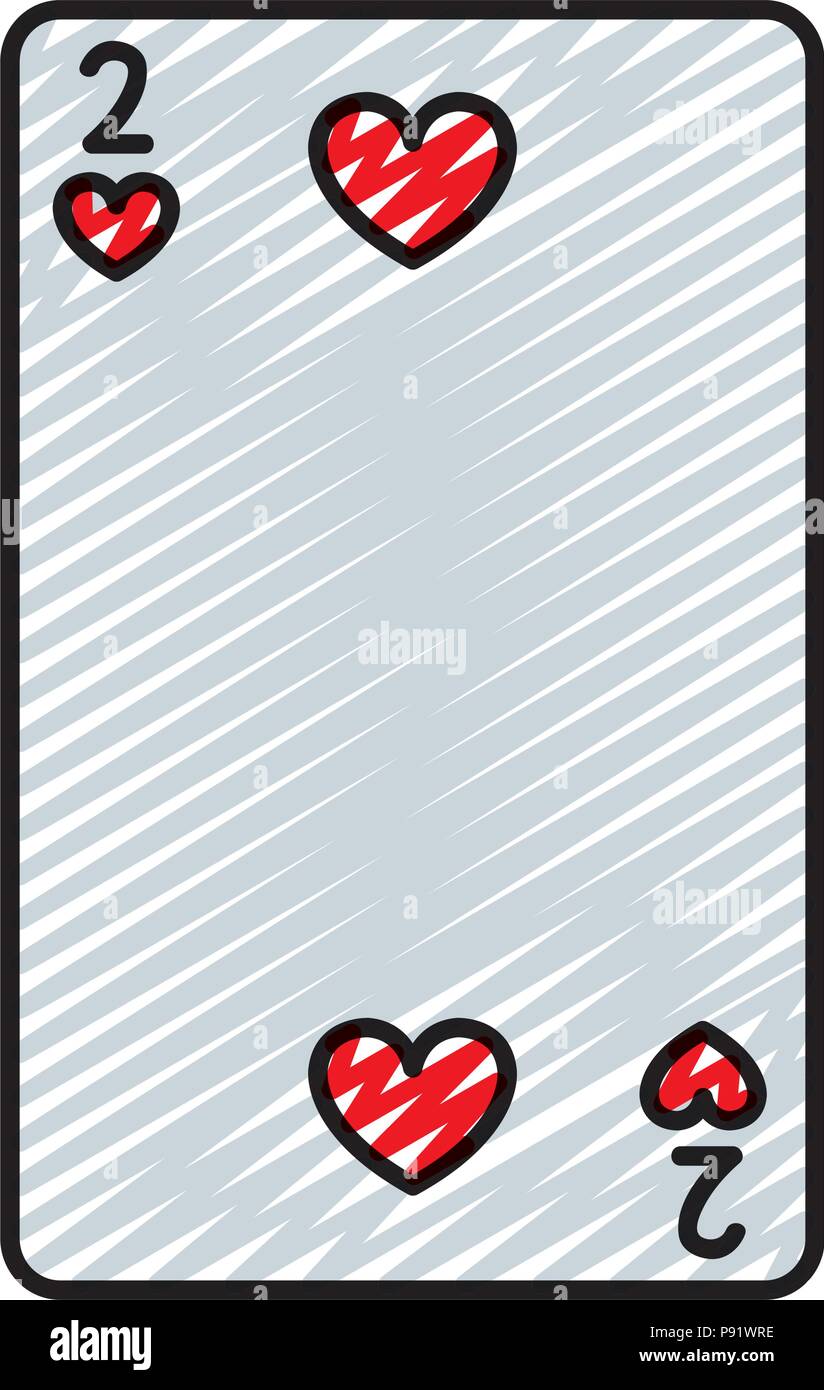 doodle two hearts casino cards game vector illustration Stock Vector ...