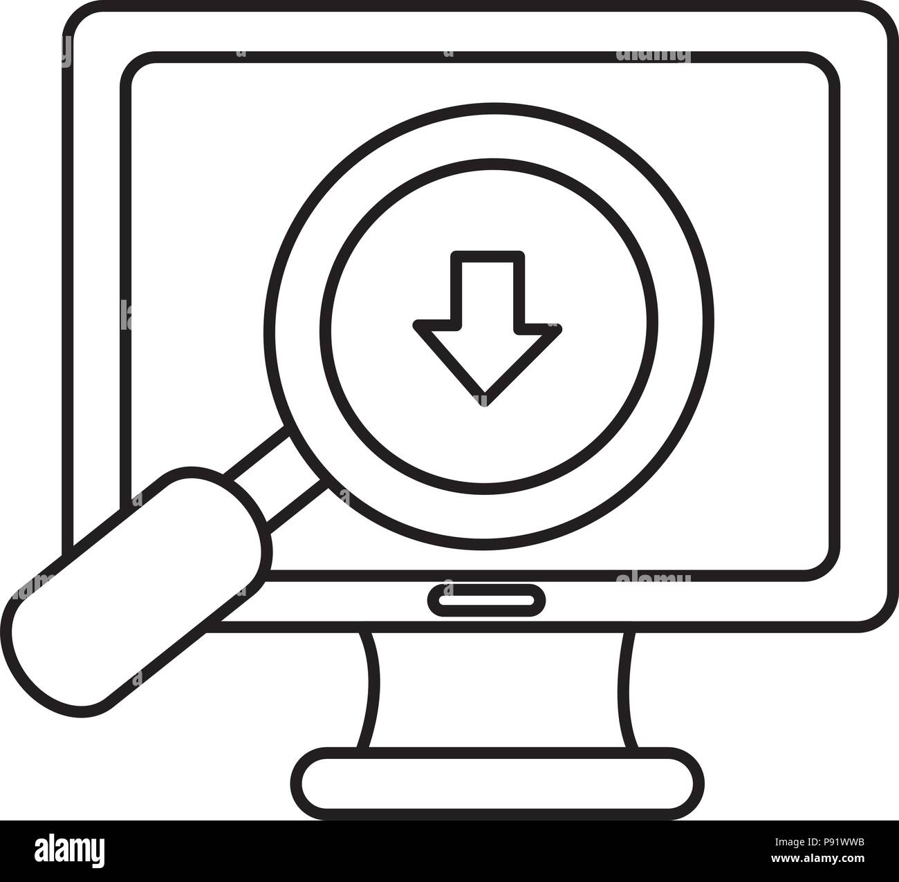 computer with magnifying glass vector illustration design Stock Vector ...