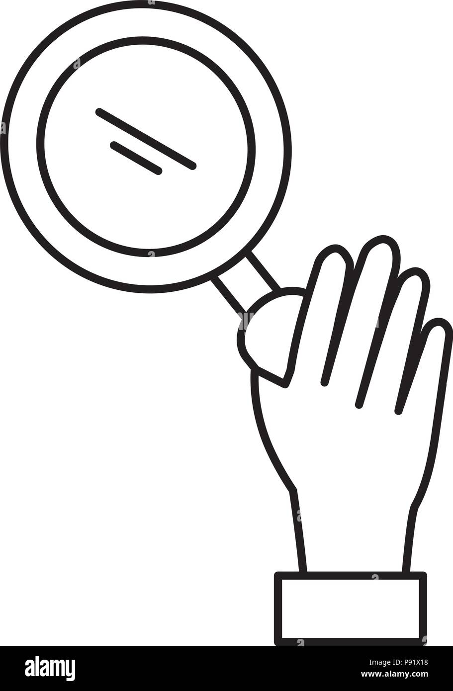 hand human with magnifying glass isolated icon vector illustration ...