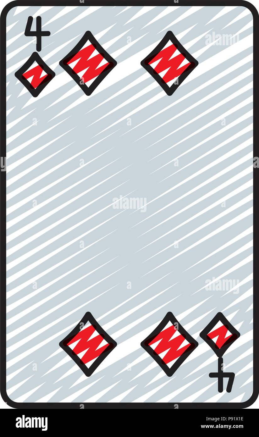 doodle four diamonds casino card game vector illustration Stock Vector ...