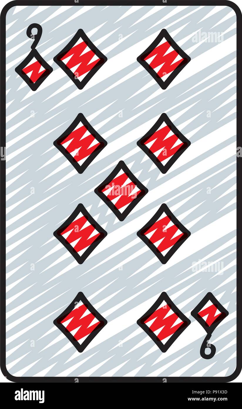 doodle nine diamonds casino card game vector illustration Stock Vector ...