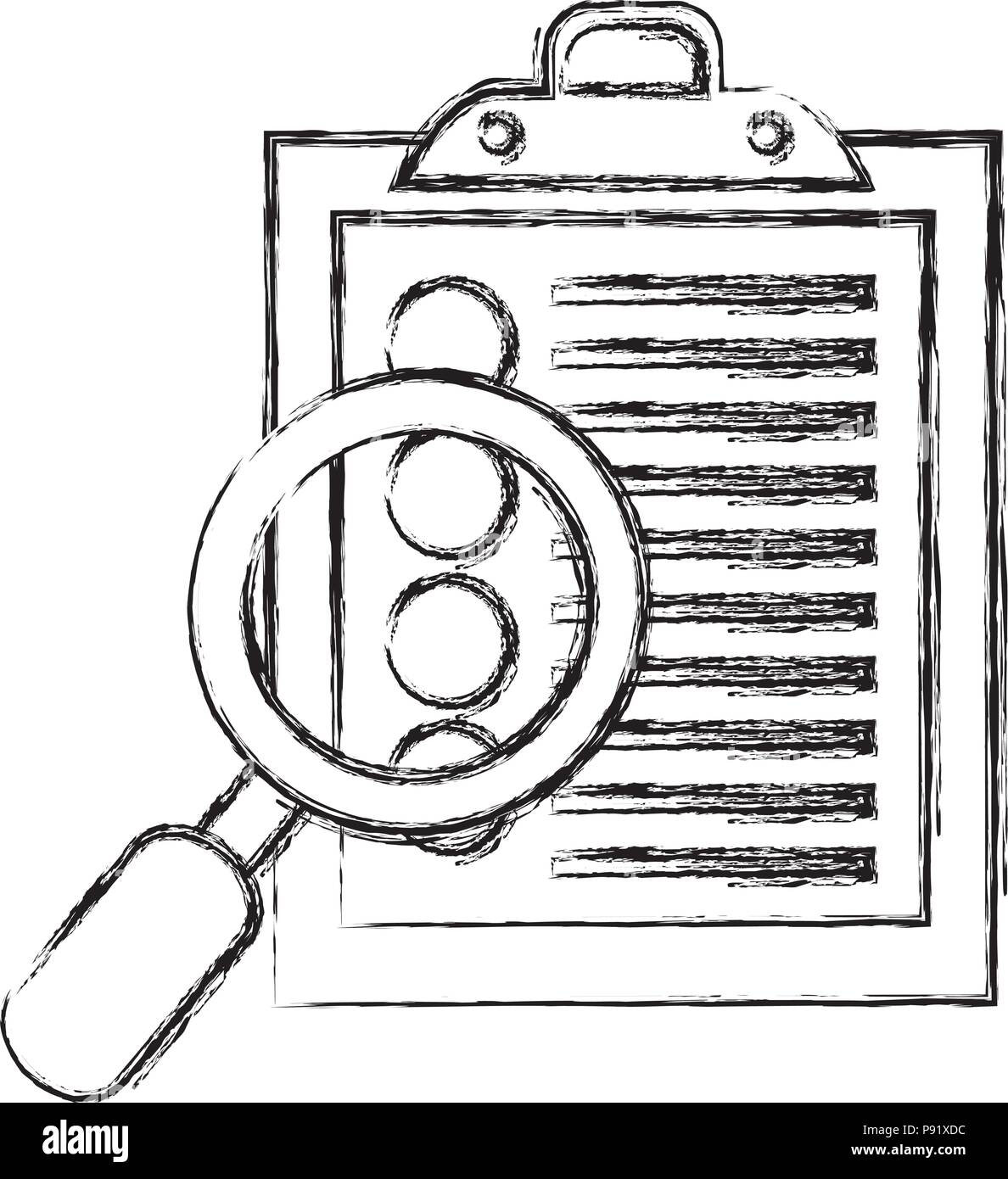 clipboard checklist with magnifying glass vector illustration design ...