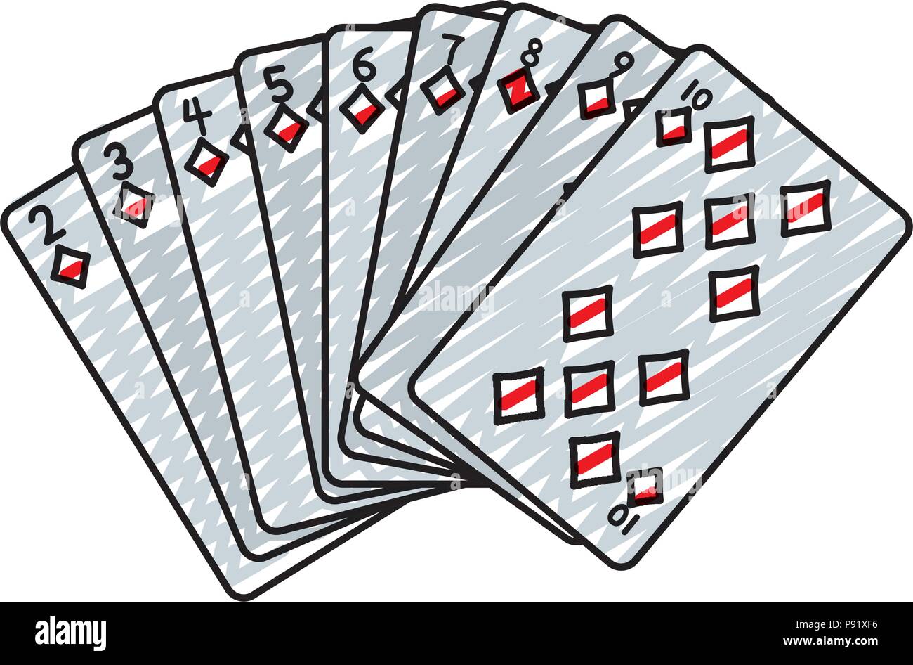 doodle diamonds cards classic casino game vector illustration Stock ...