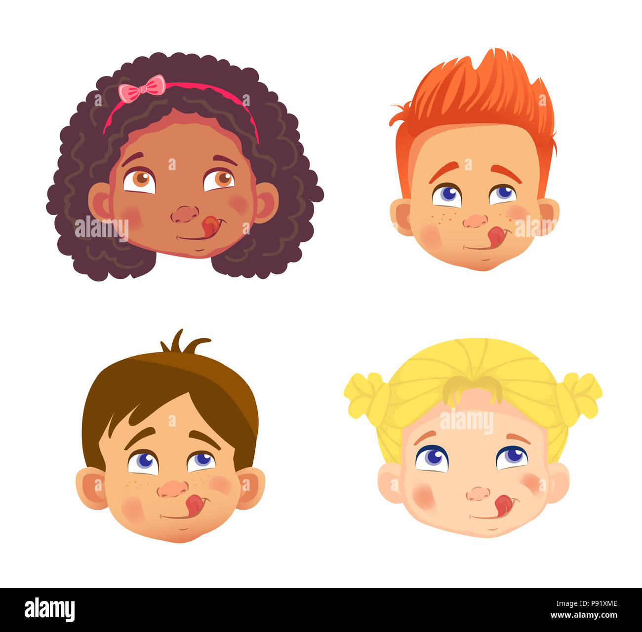 Emotions of childs face. Facial expression illustration Stock Photo - Alamy