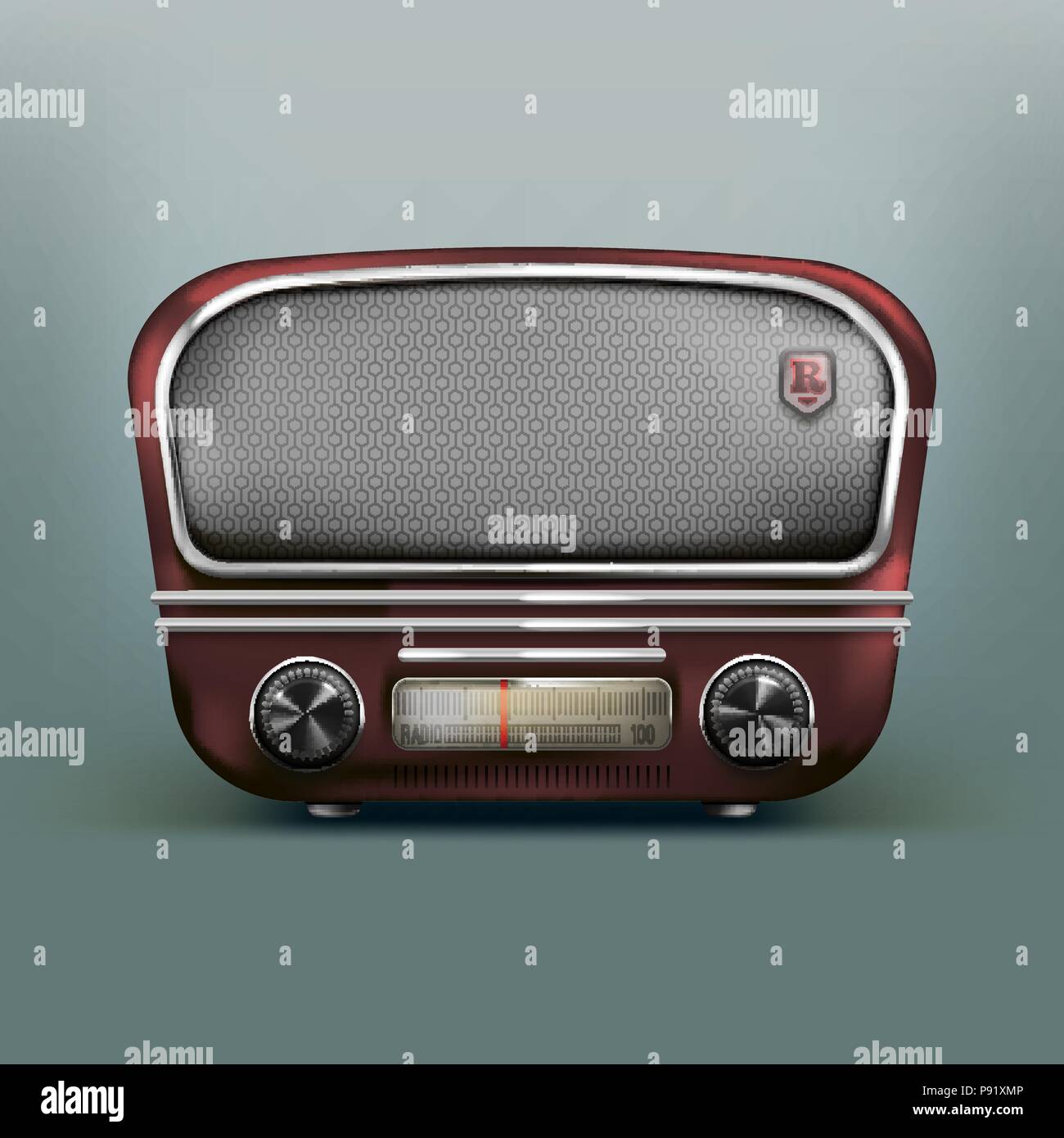 Stock vector illustration realistic retro radio. Vintage. Isolated on ...