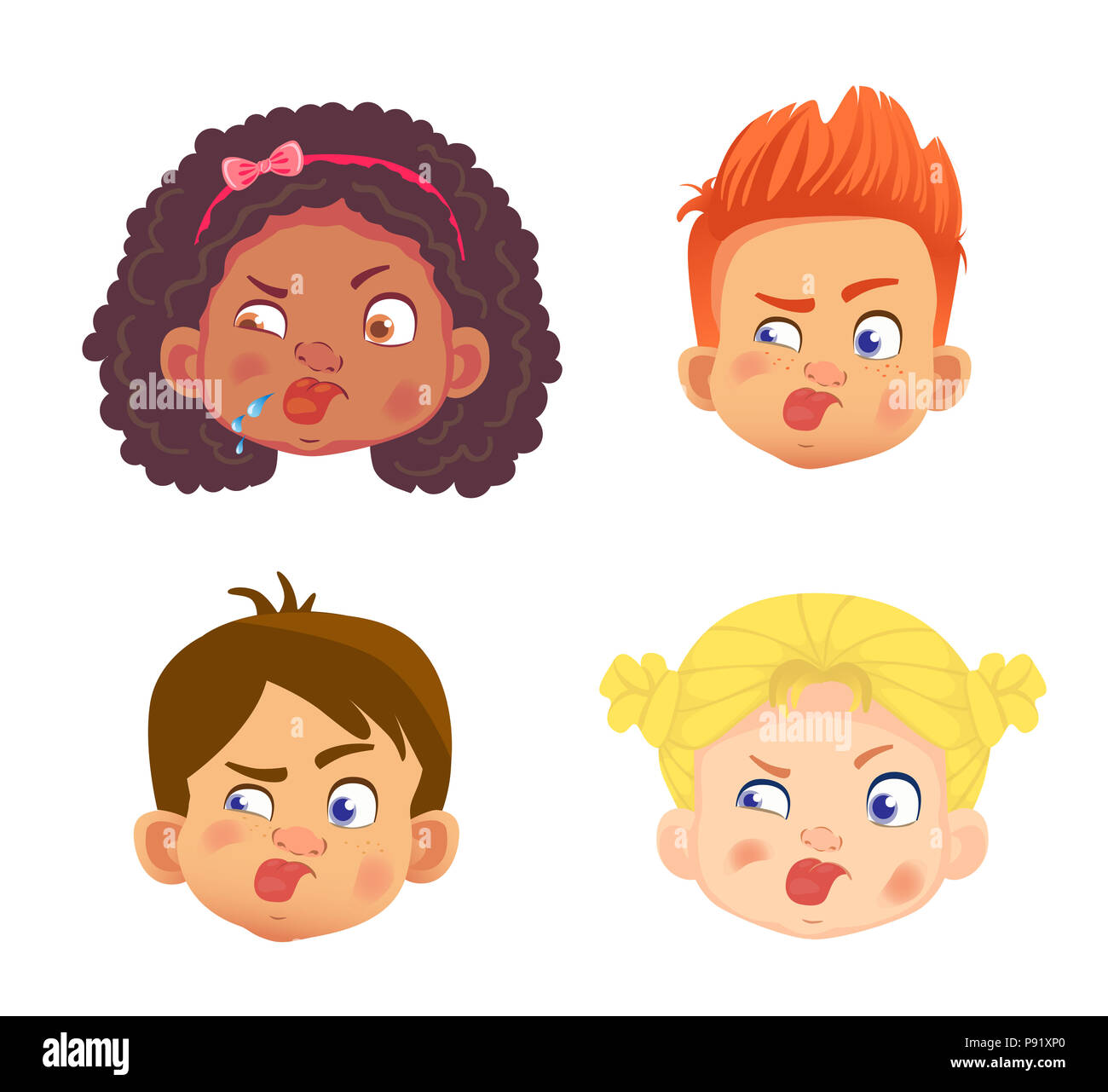 Emotions of childs face. Facial expression illustration Stock Photo - Alamy