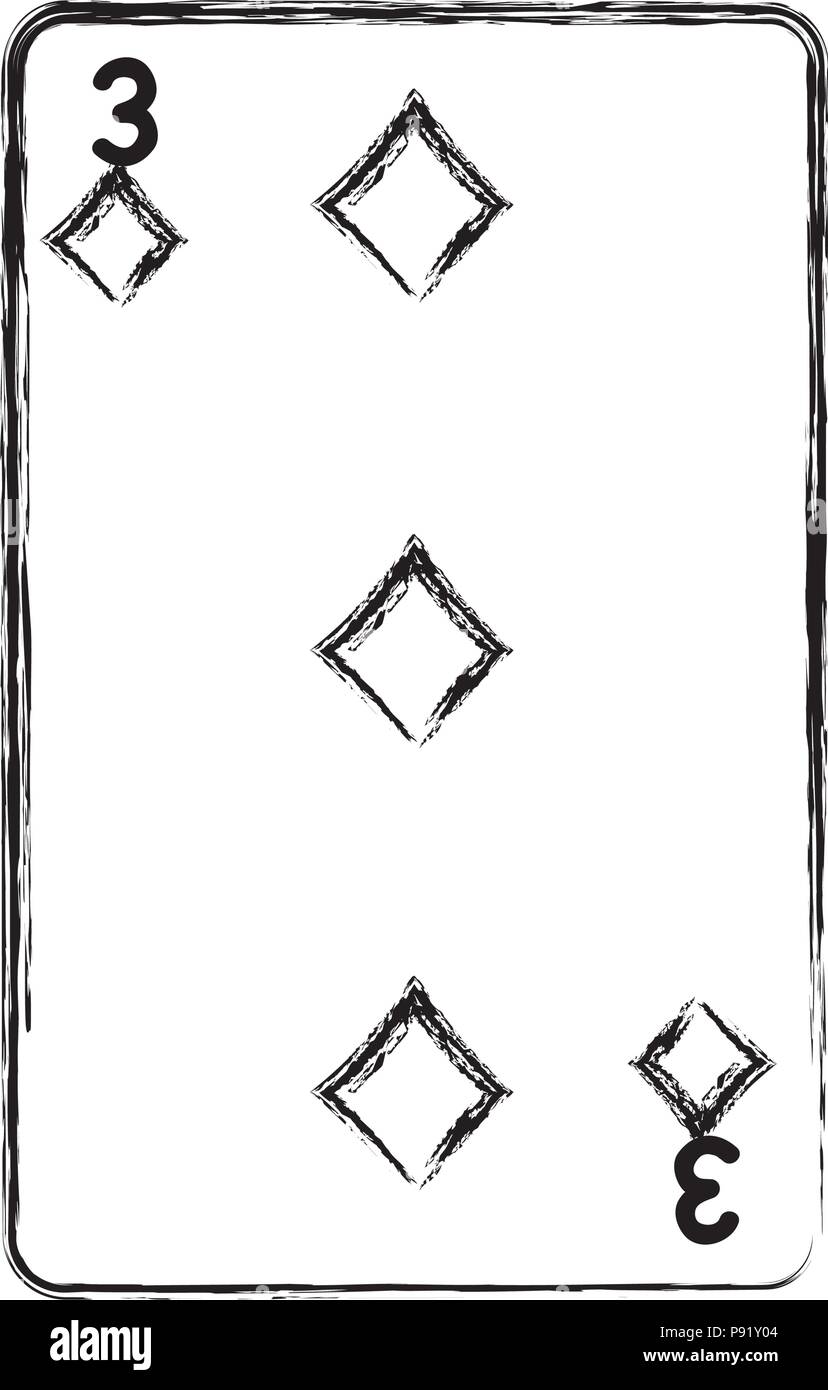 Three of diamonds playing card Black and White Stock Photos & Images ...
