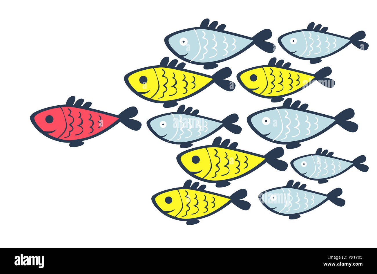 School of fish illustration. Colorful school of fishes together ...