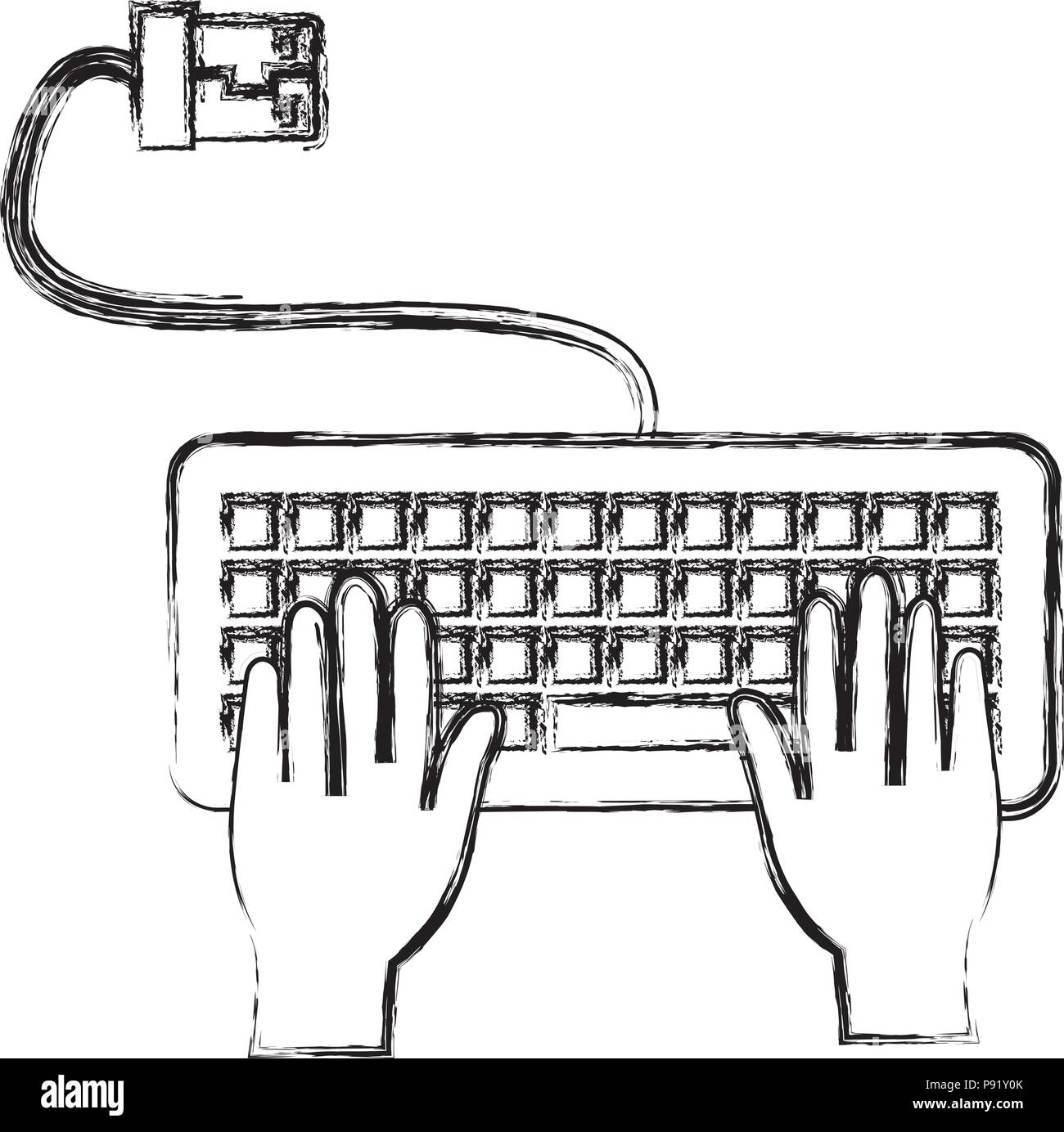 hands typing in keyboard vector illustration design Stock Vector Image ...