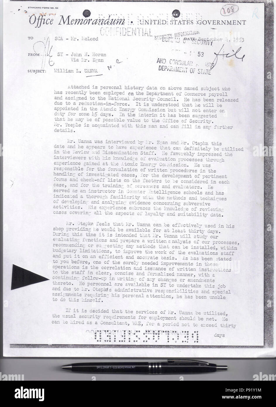 A DECLASSIFIED DOCUMENT Cover Sheet with SY OTEPKA background p.1 Stock ...