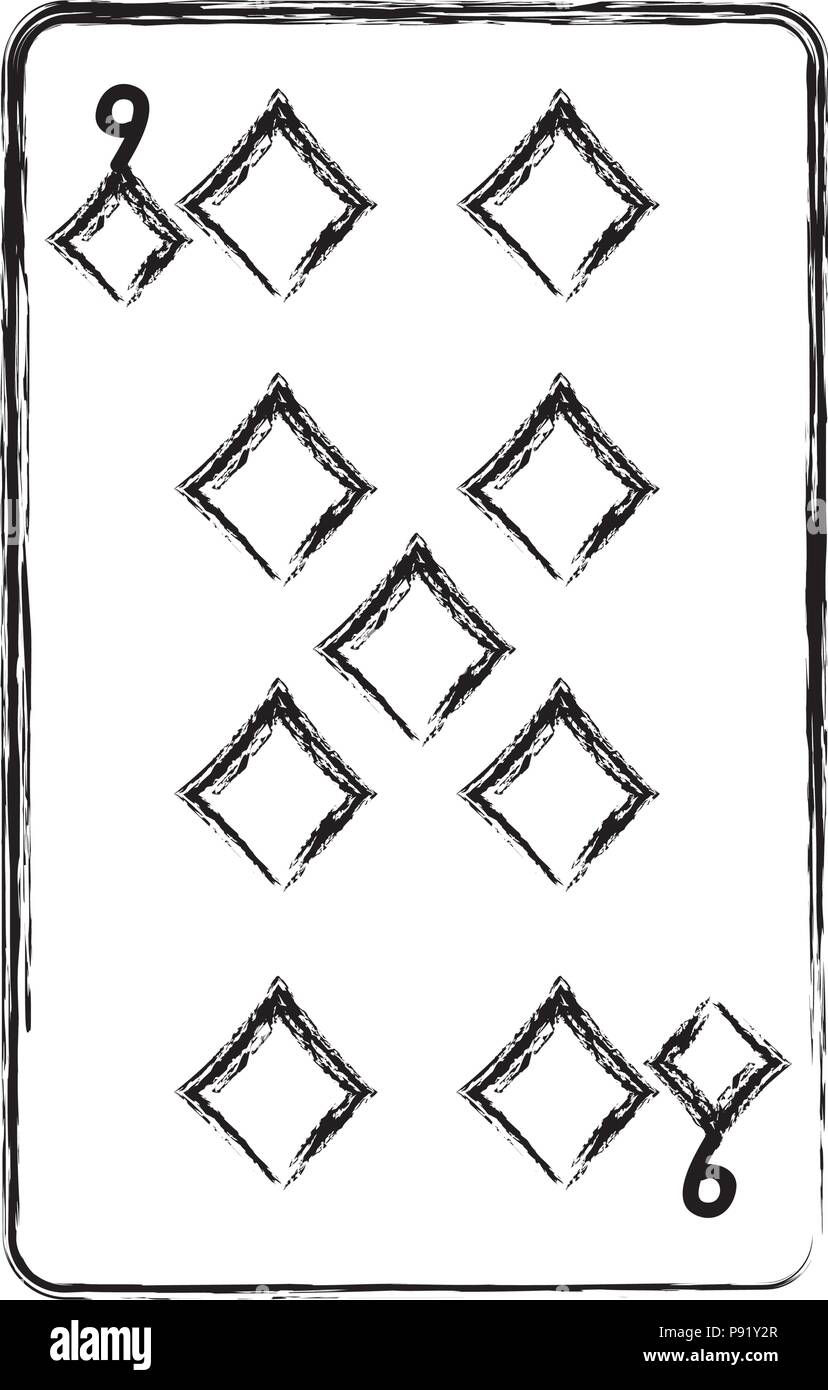 Playing card nine diamonds Black and White Stock Photos & Images - Alamy