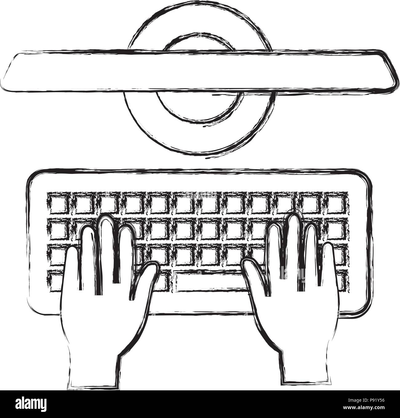 hands typing in keyboard desktop vector illustration design Stock ...