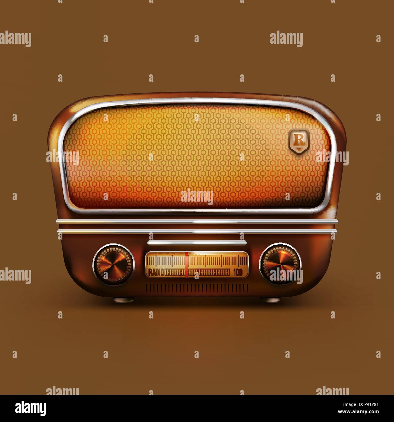 Stock vector illustration realistic retro radio. Vintage. Isolated on ...