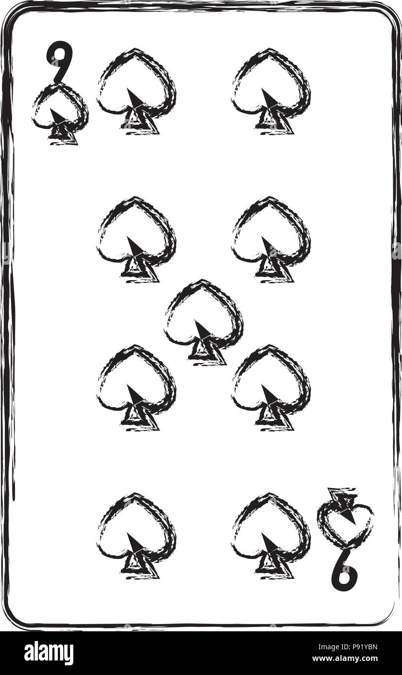 grunge nine pikes casino card game vector illustration Stock Vector ...