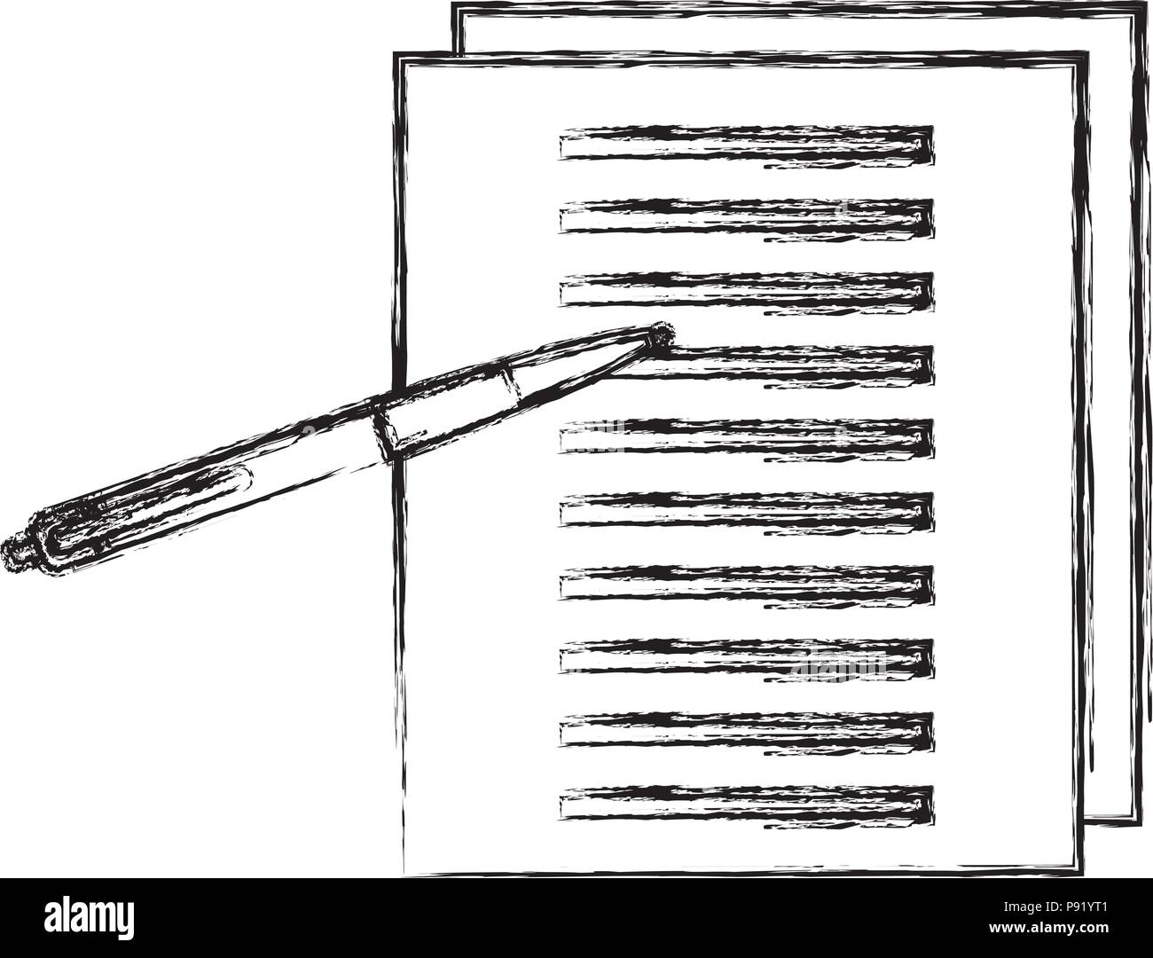 pencil write with documents vector illustration design Stock Vector ...