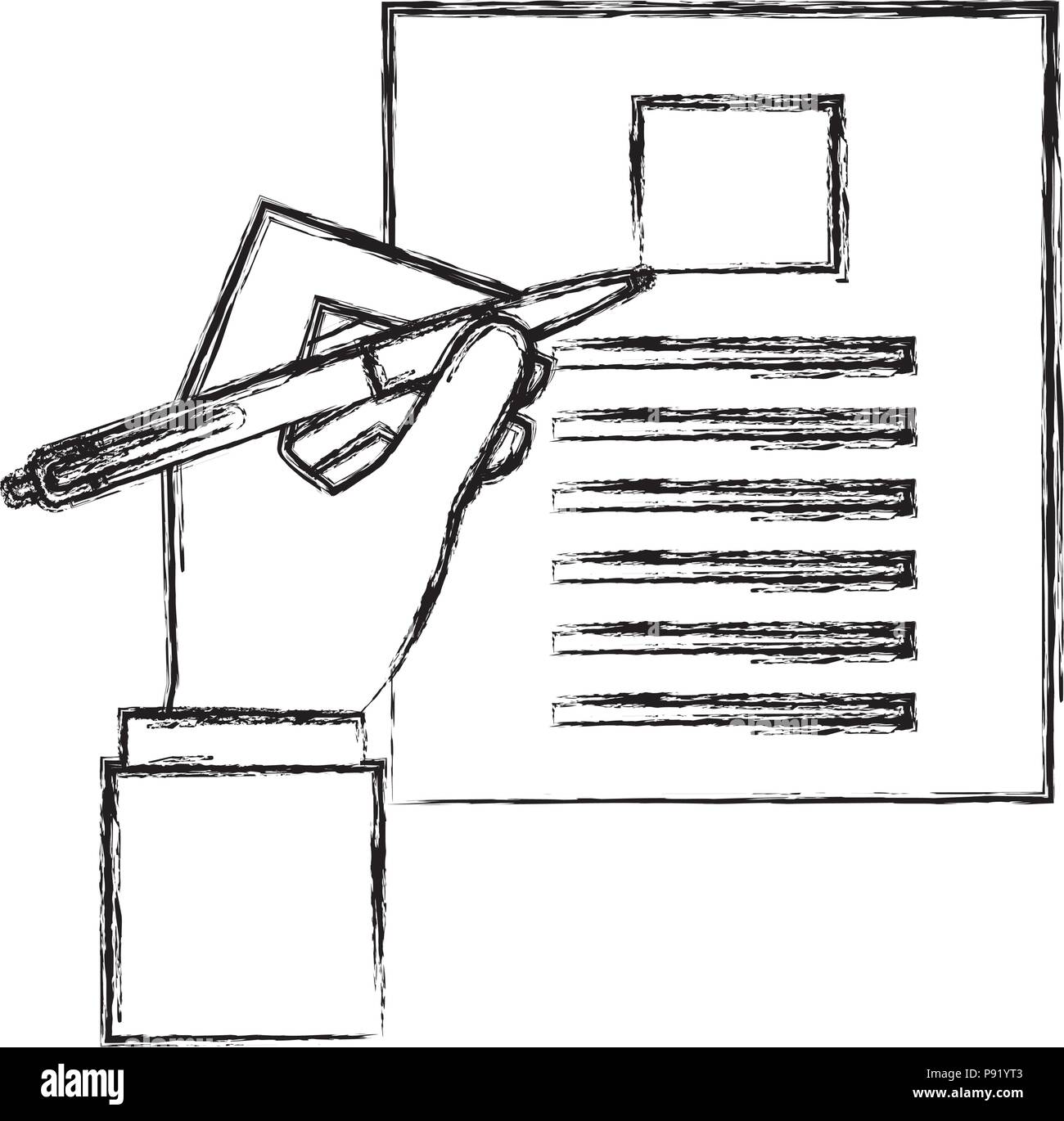 hand writing with pencil in documents vector illustration design Stock ...